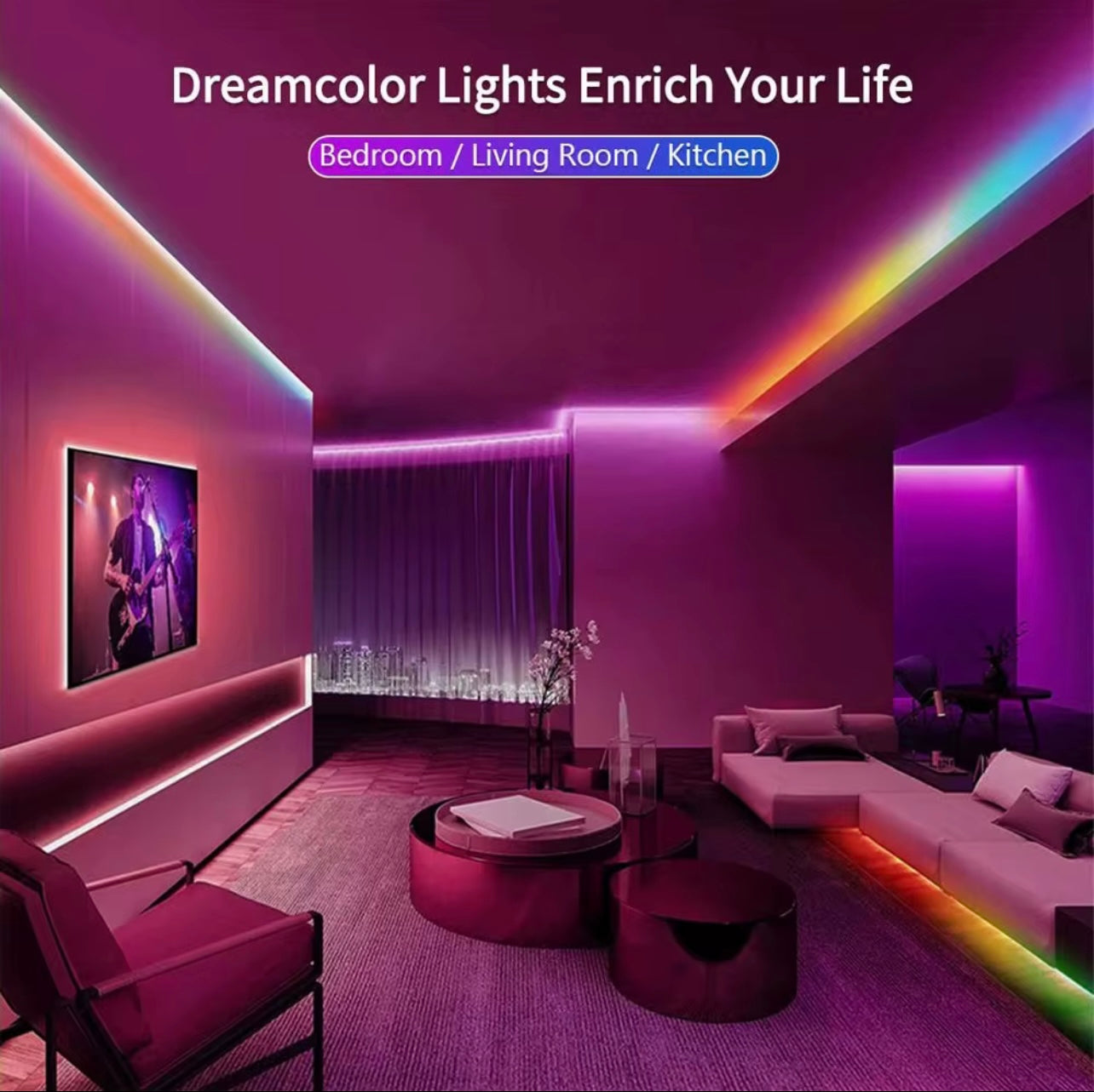 5M USB RGB LED Strip Light – Color Changing Flexible Lights with 24-Ke